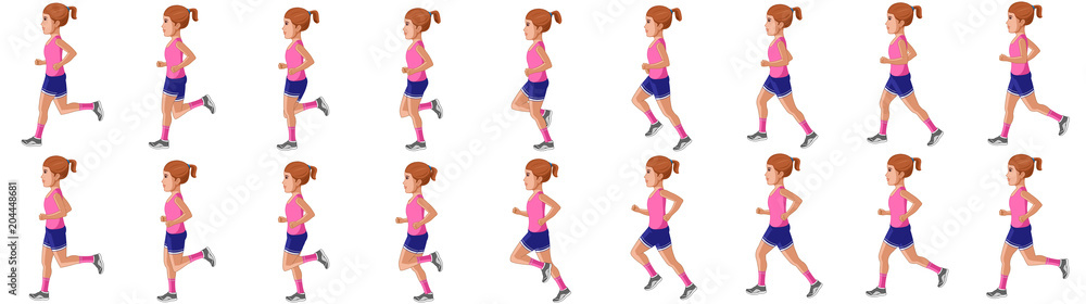 little girl run cycle and jogging animation spite sheet Stock Vector ...