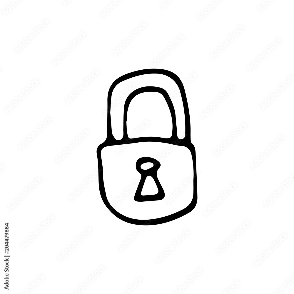 Handdrawn lock doodle icon. Hand drawn black sketch. Sign symbol ...