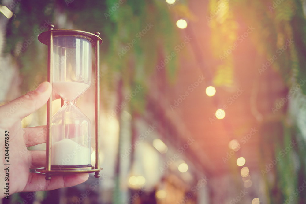 hourglass, hourglass on hand, time countdown, clock with sand Stock ...