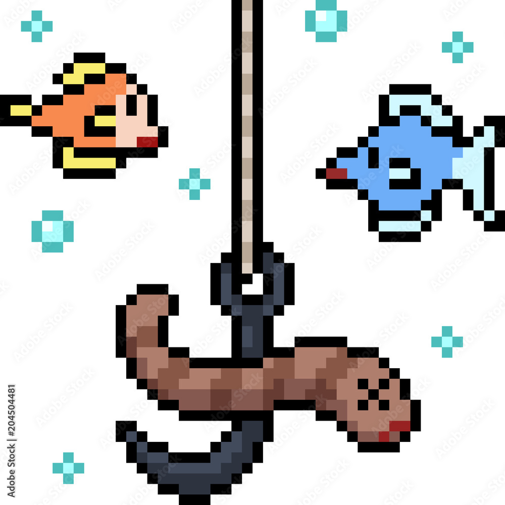 Minecraft Fish Pixel Art Grid