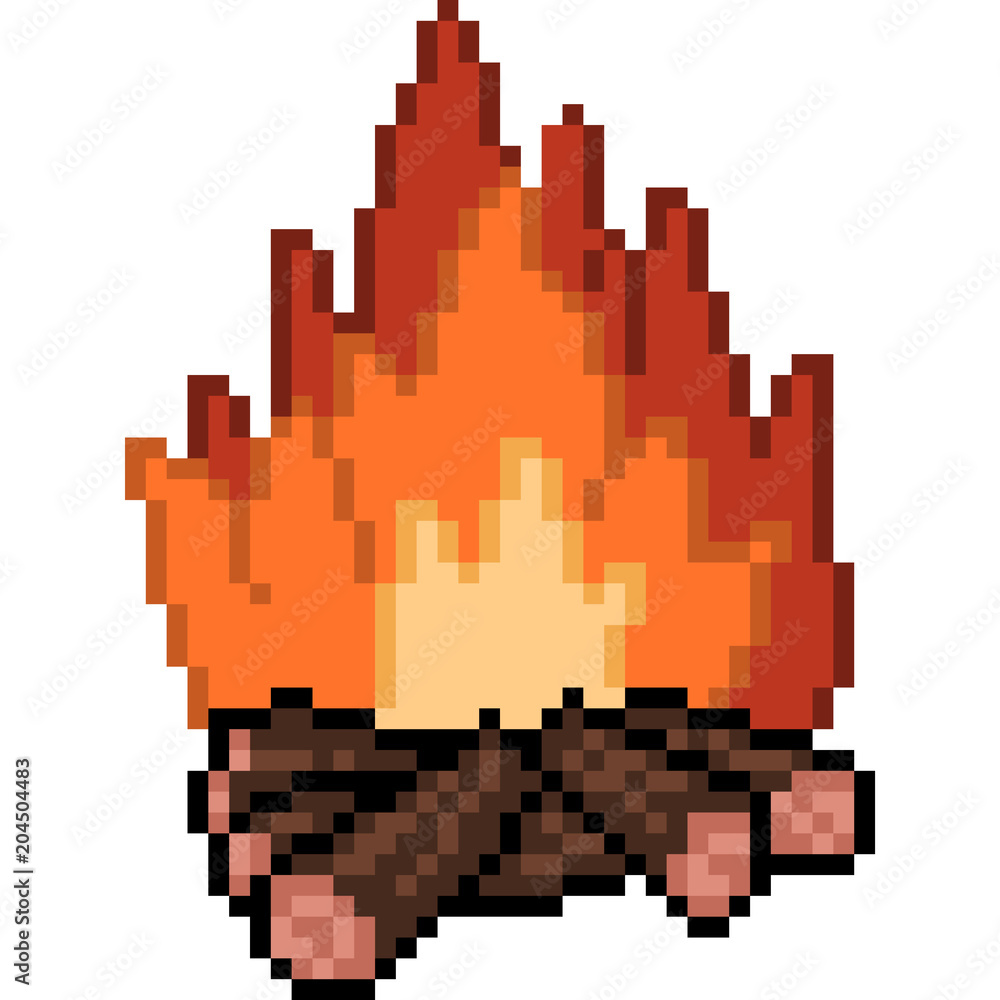 vector pixel art fire Stock Vector | Adobe Stock