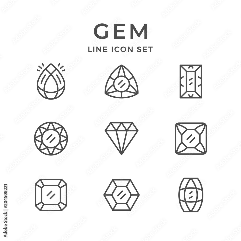 Set line icons of gem Stock Vector | Adobe Stock