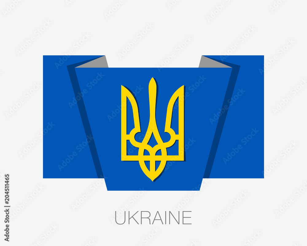 Tryzub. Trident. National Symbols of Ukraine. Flat Icon Waving Flag ...