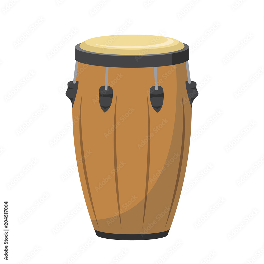Vector illustration of a conga drum in cartoon style isolated on white ...