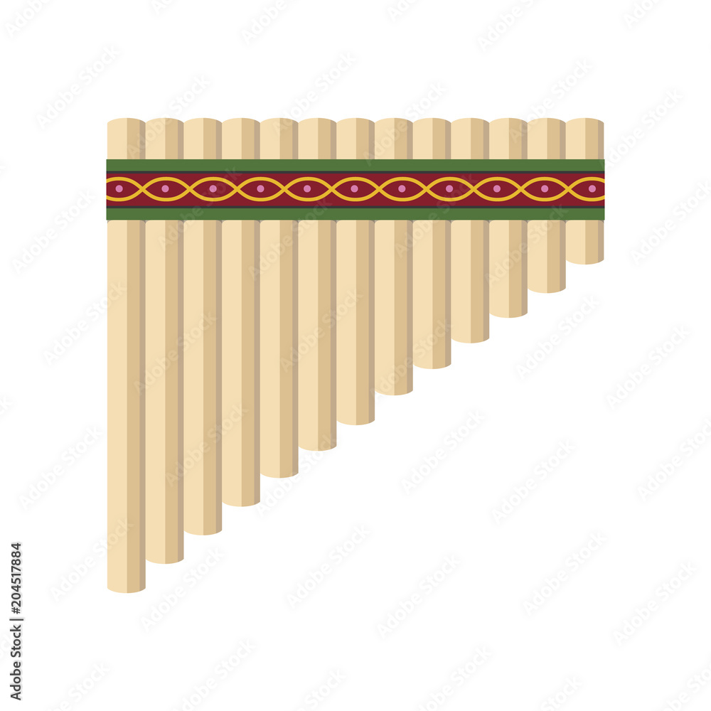Vector illustration of a panpipe in cartoon style isolated on white ...
