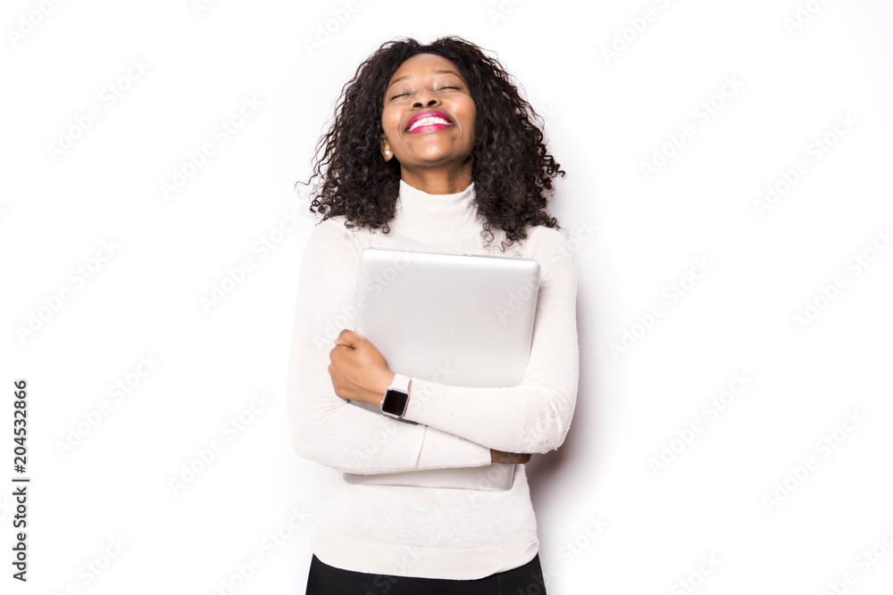 black business woman poses for a portrait on studio white Stock Photo ...