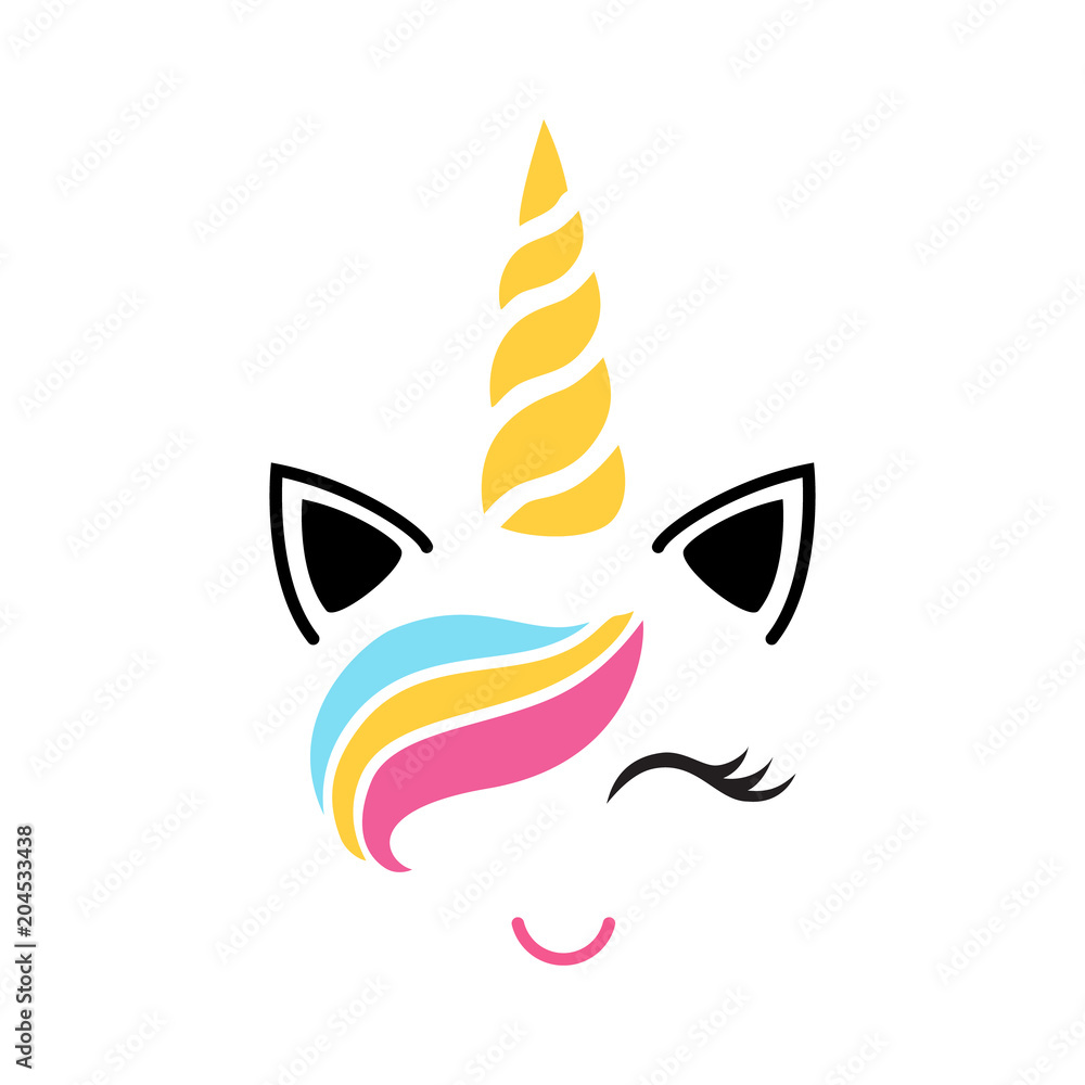 Happy unicorn face vector. Cute unicorn face. Design for child card,t ...