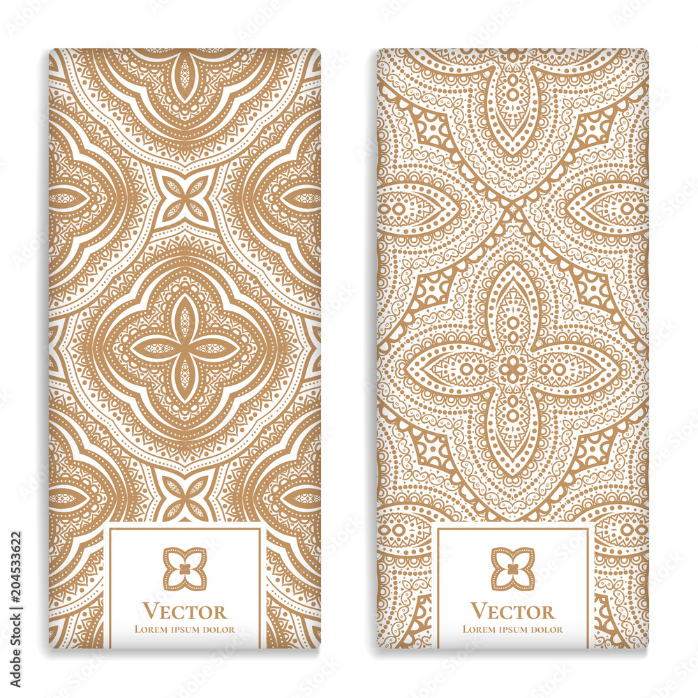 Geometric vector set of gold and white packaging design. Luxury vintage ...