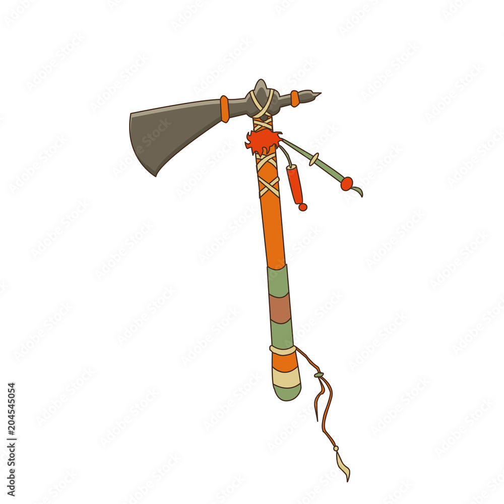 Vector illustration of an indian tomahawk. Cartoon style. Wild west ...