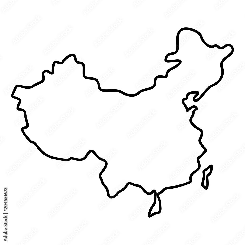Map of China icon black color illustration flat style simple image ...