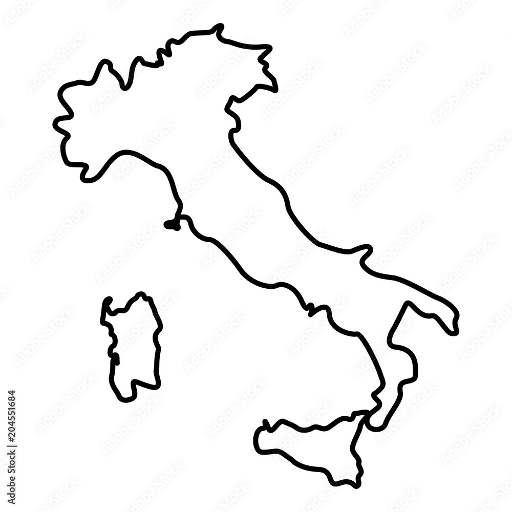 Map of Italy icon black color illustration flat style simple image ...