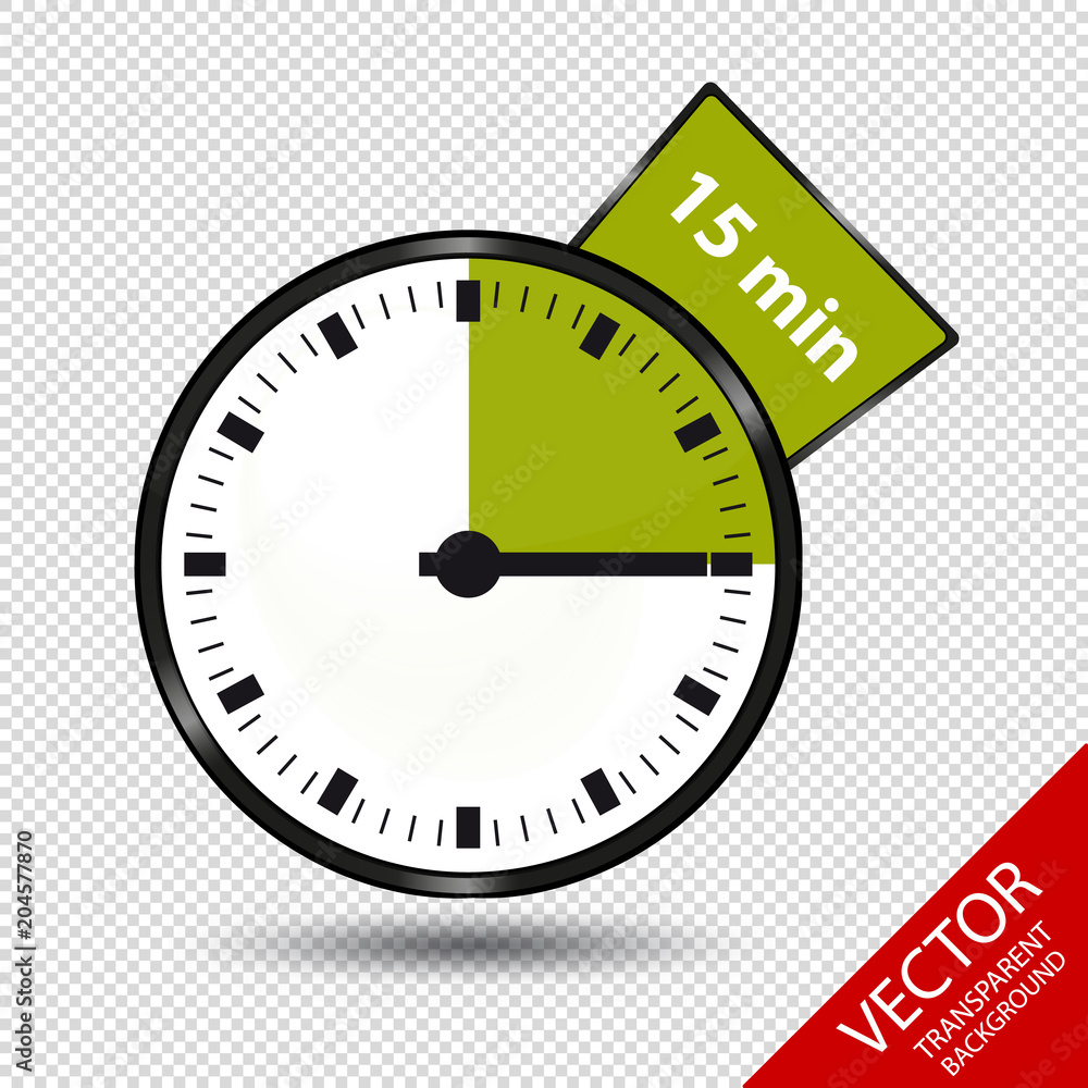 Timer 15 Minuten - Vektor Illustration - Freigestellt auf transparentem ...