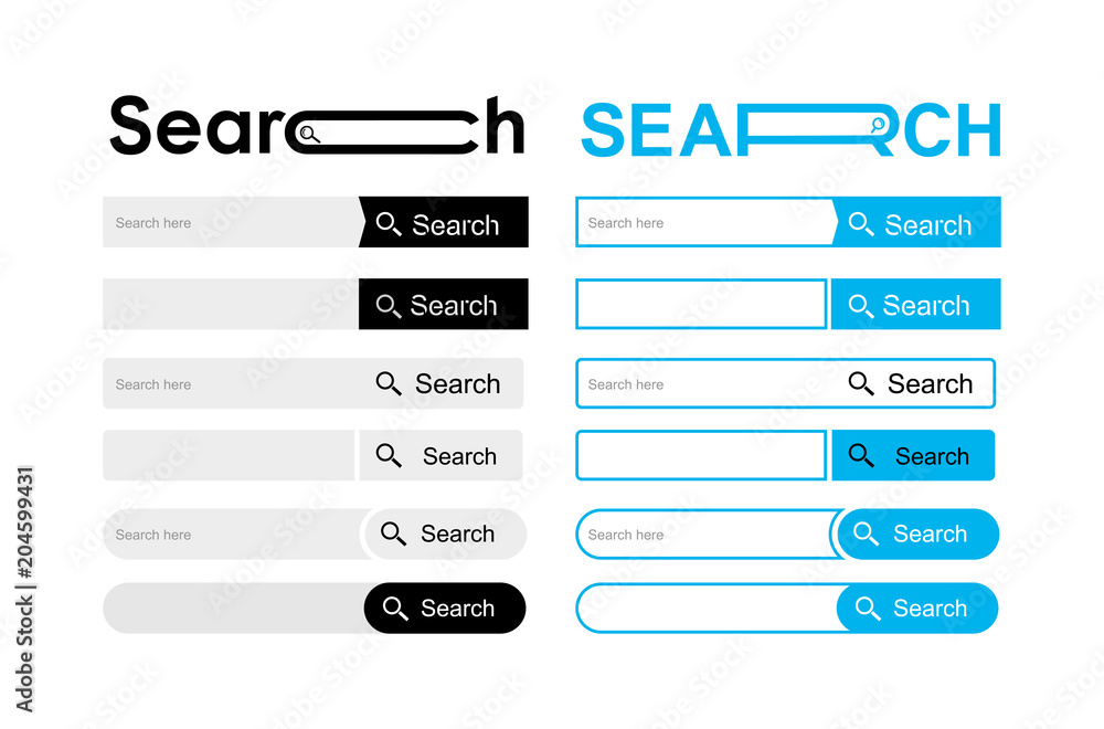 Set of search bar ui template. Flat design. Vector Illustration ...