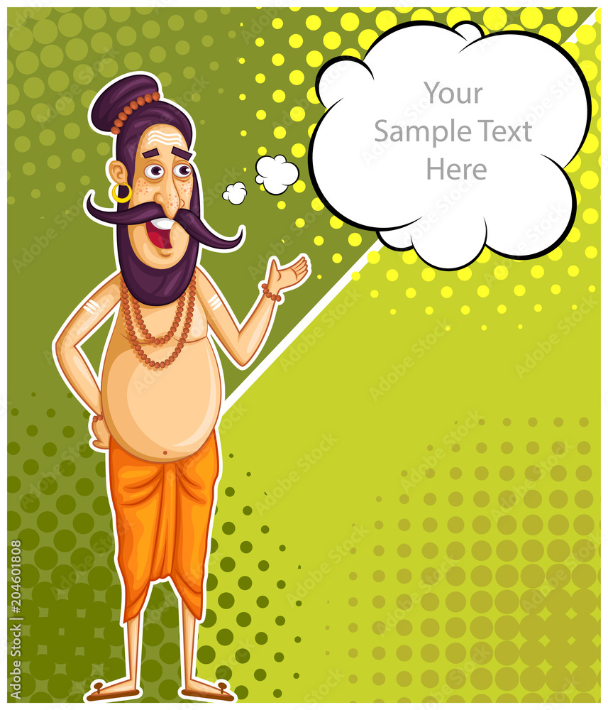 cartoon style Indian sadhu character illustration Stock Vector | Adobe ...