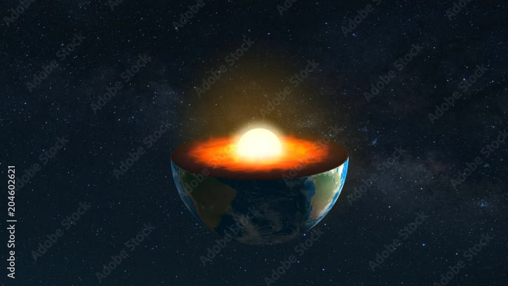 Core of the Earth with inner geological structure and layers of the ...