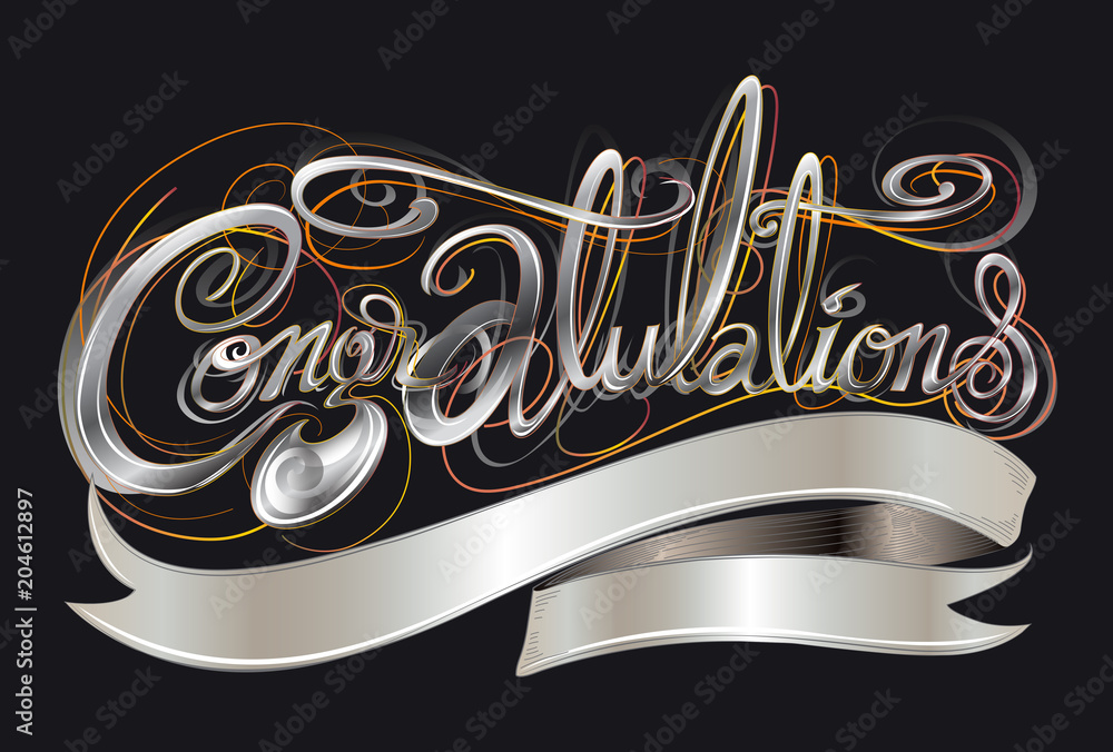 Congratulations classic font silver color greeting sign Stock Vector ...