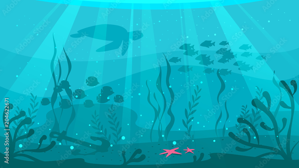 cartoon style underwater background Stock Vector | Adobe Stock