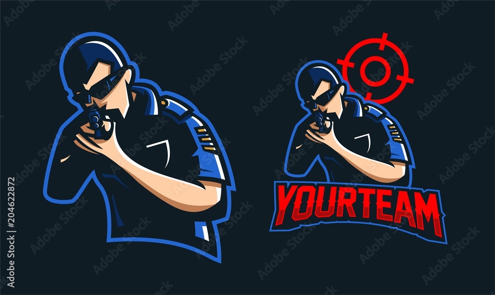 cop/police esport gaming mascot logo template Stock Vector | Adobe Stock