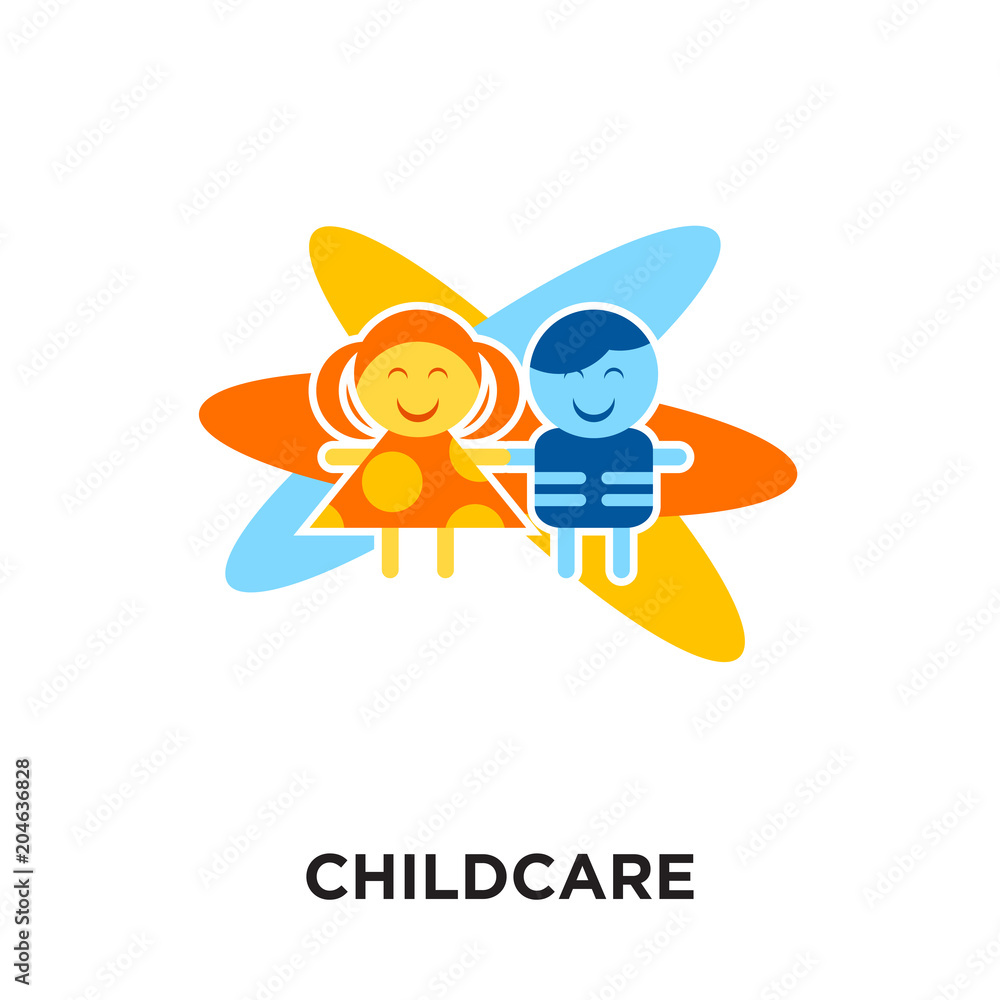 childcare logo isolated on white background , colorful vector icon ...