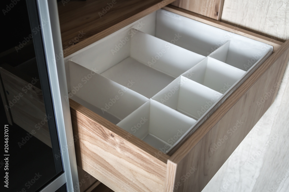 Wardrobe with sliding doors and drawers drawer. modern materials and ...