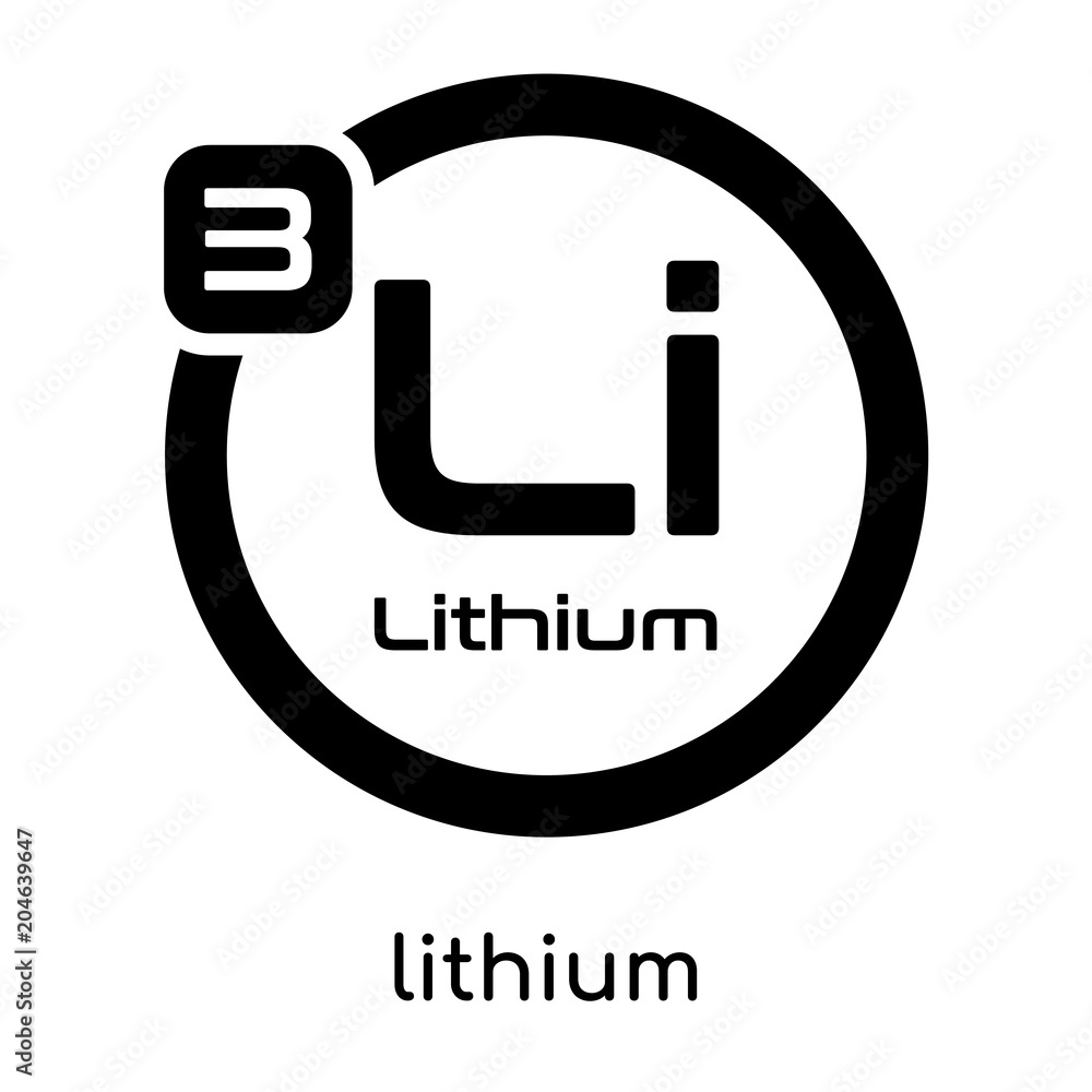 lithium symbol periodic table isolated on white background , black ...