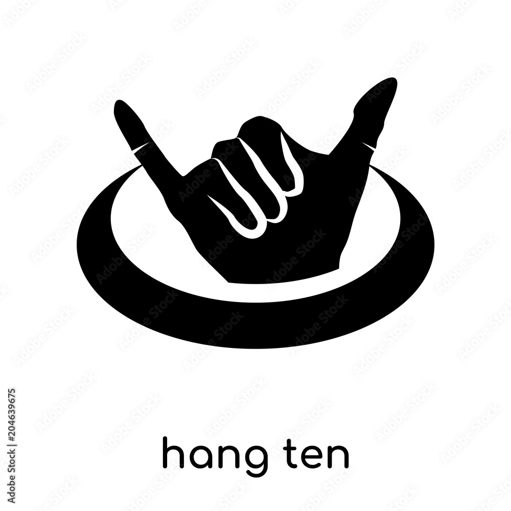 hang ten symbol isolated on white background , black vector sign and ...