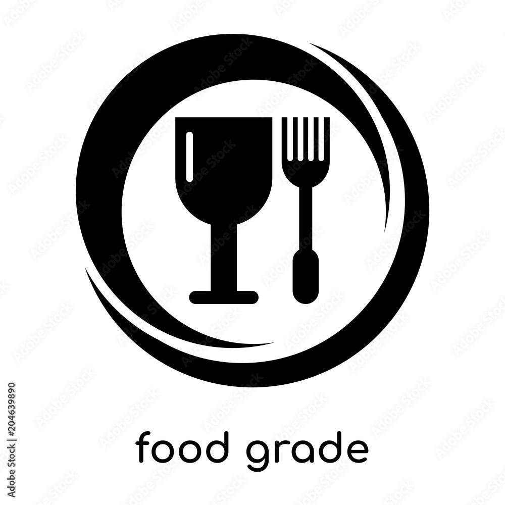 food grade symbol isolated on white background , black vector sign and ...