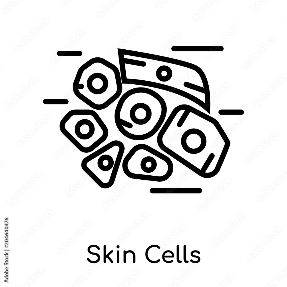 Skin Cells icon isolated on white background , black outline sign ...