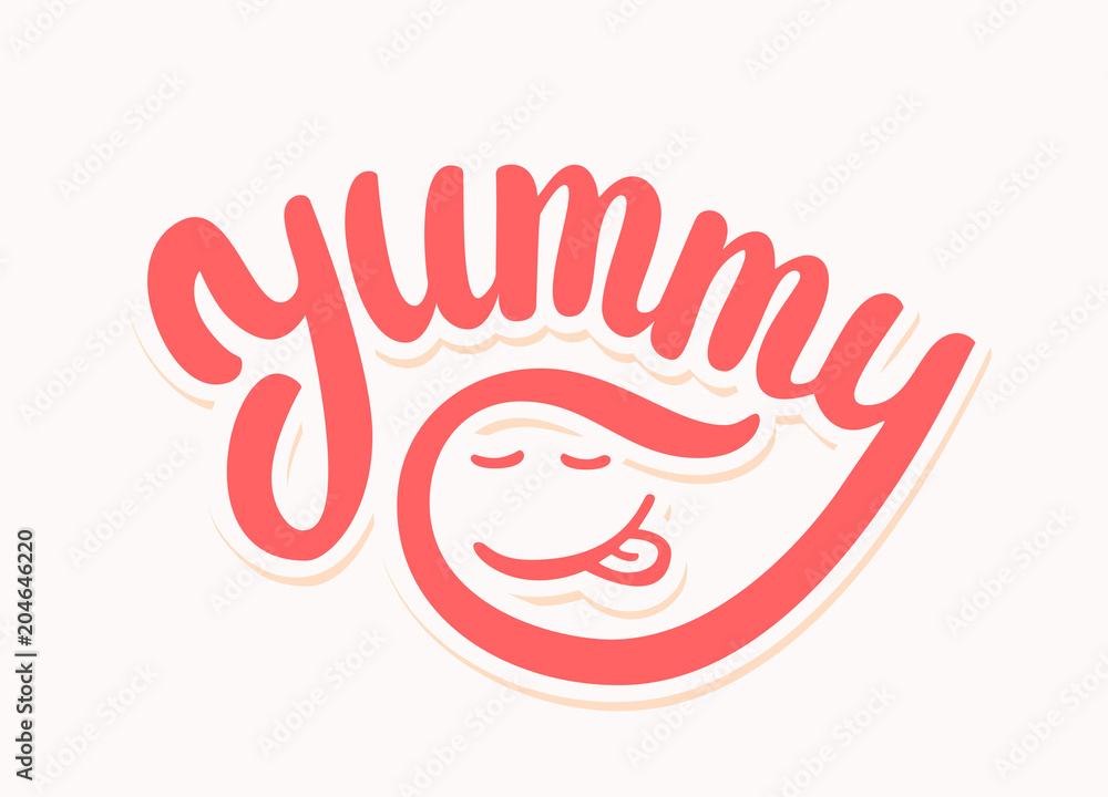 Yummy word. Vector lettering. Stock Vector | Adobe Stock