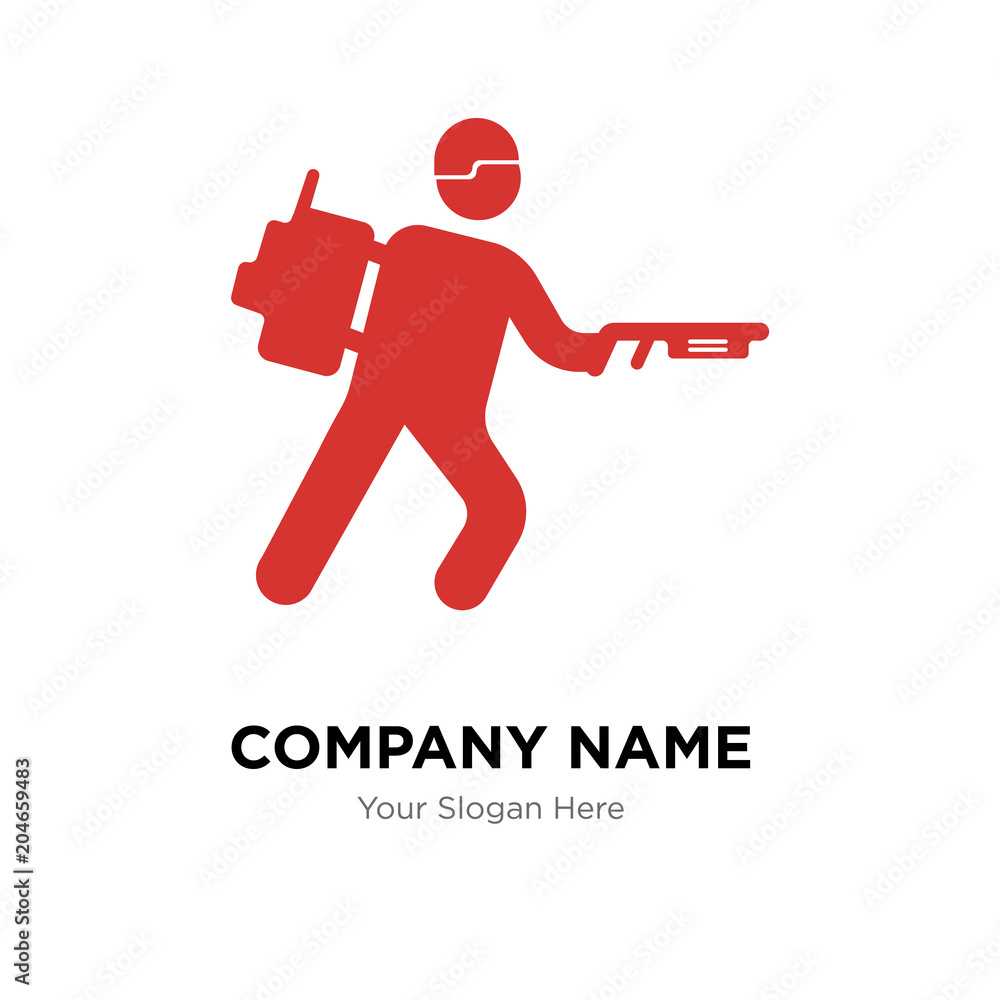 Army soldier walking company logo design template, colorful vector icon ...