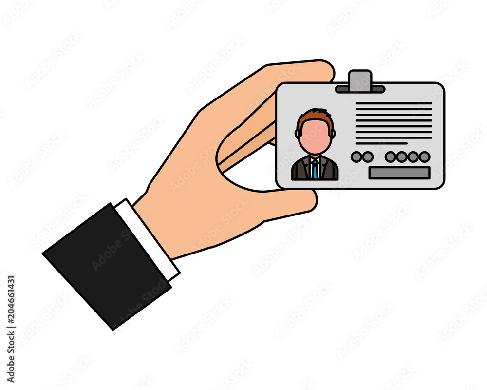 hand holding id card corporate vector illustration Stock Vector | Adobe ...