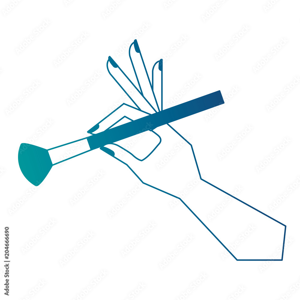 Vetor do Stock: hand holding makeup brush powder vector illustration ...