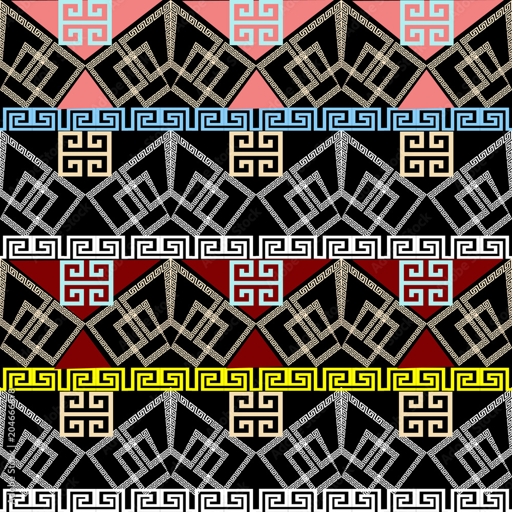 Greek borders. Vector geometric seamless pattern. Abstract striped ...