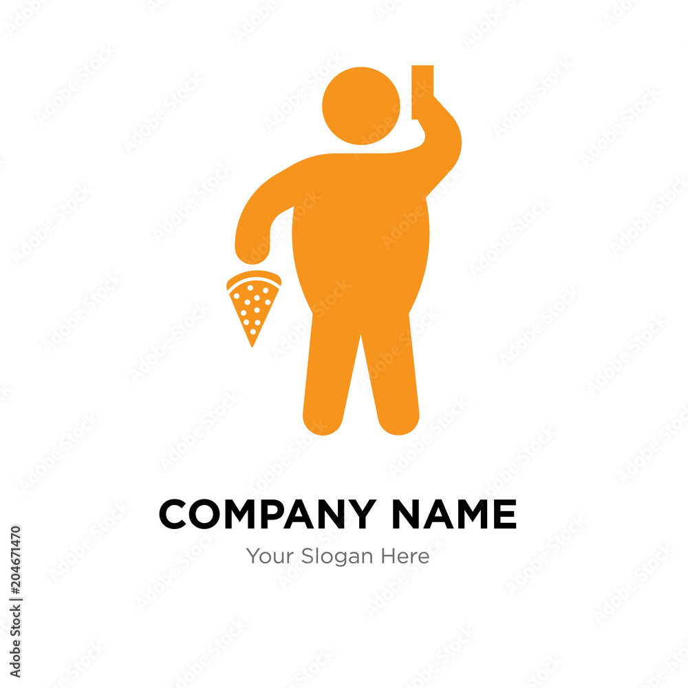 Fat Man With Pizza and Telephone company logo design template, colorful ...