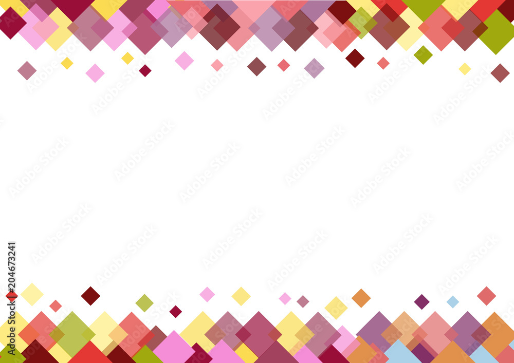 Colorful border of squares in violet, pink, yellow, green, blue, orange ...