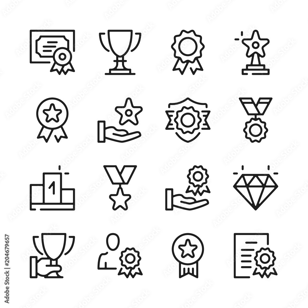 Awards line icons set. Modern graphic design concepts, simple outline ...