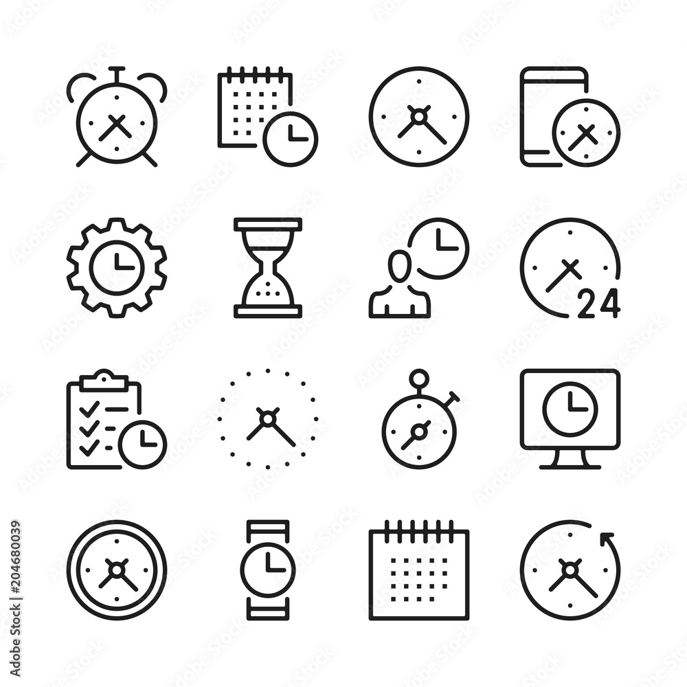 Time line icons set. Modern graphic design concepts, simple outline ...