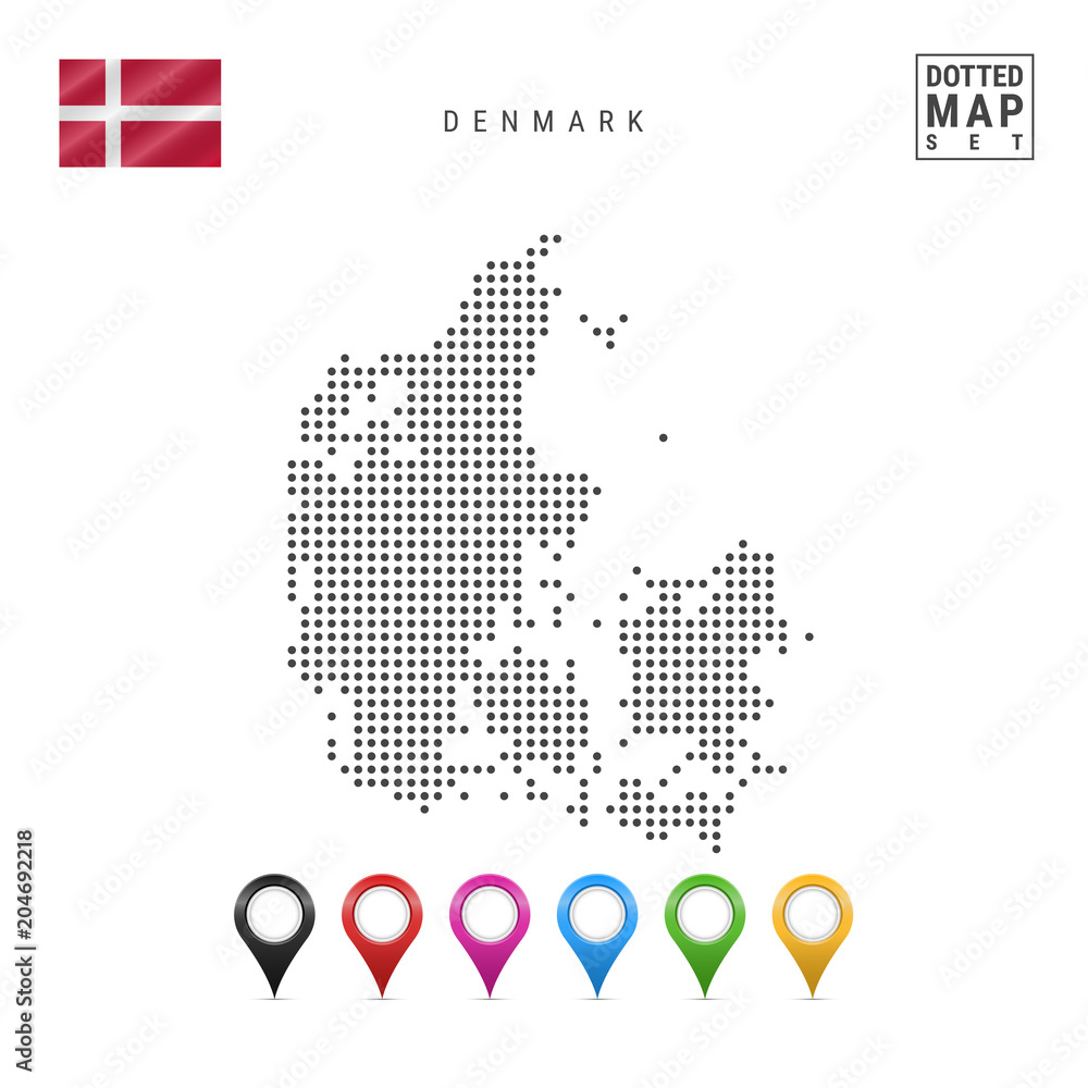 Vector Dotted Map of Denmark. Simple Silhouette of Denmark. National ...