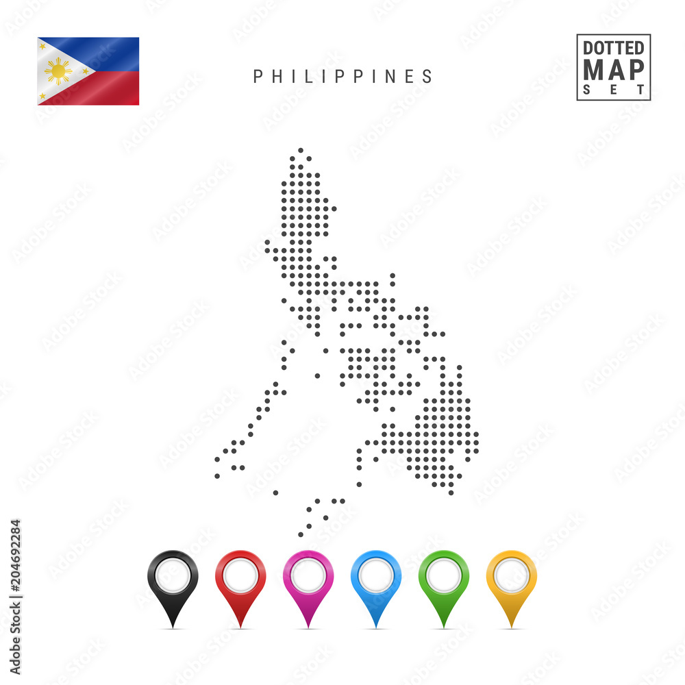 Vector Dotted Map of Philippines. Simple Silhouette of Philippines ...