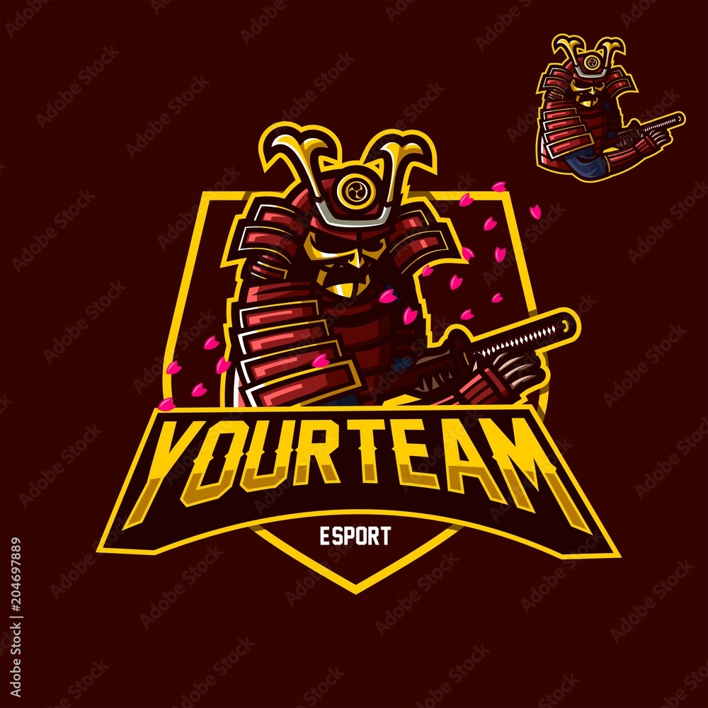 japanese samurai esport gaming mascot logo template Stock Vector ...