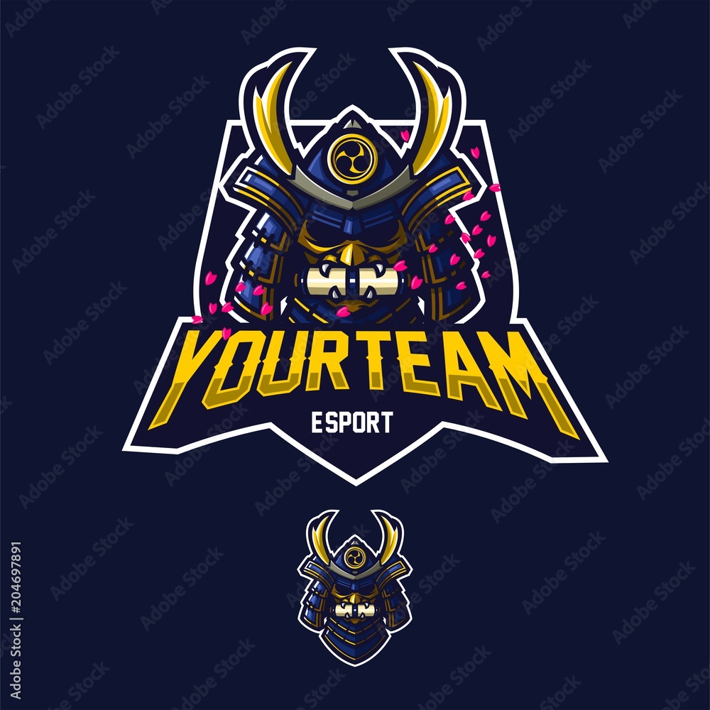 japanese samurai esport gaming mascot logo template Stock Vector ...