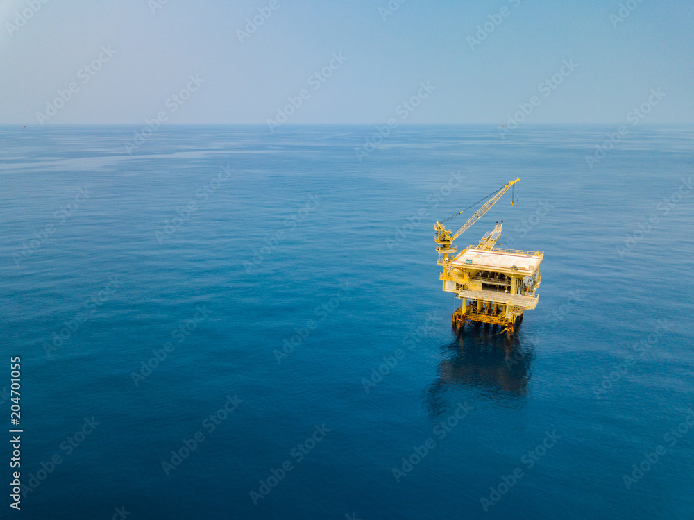 Aerial View of Offshore Production Platform in the Middle of Ocean for ...