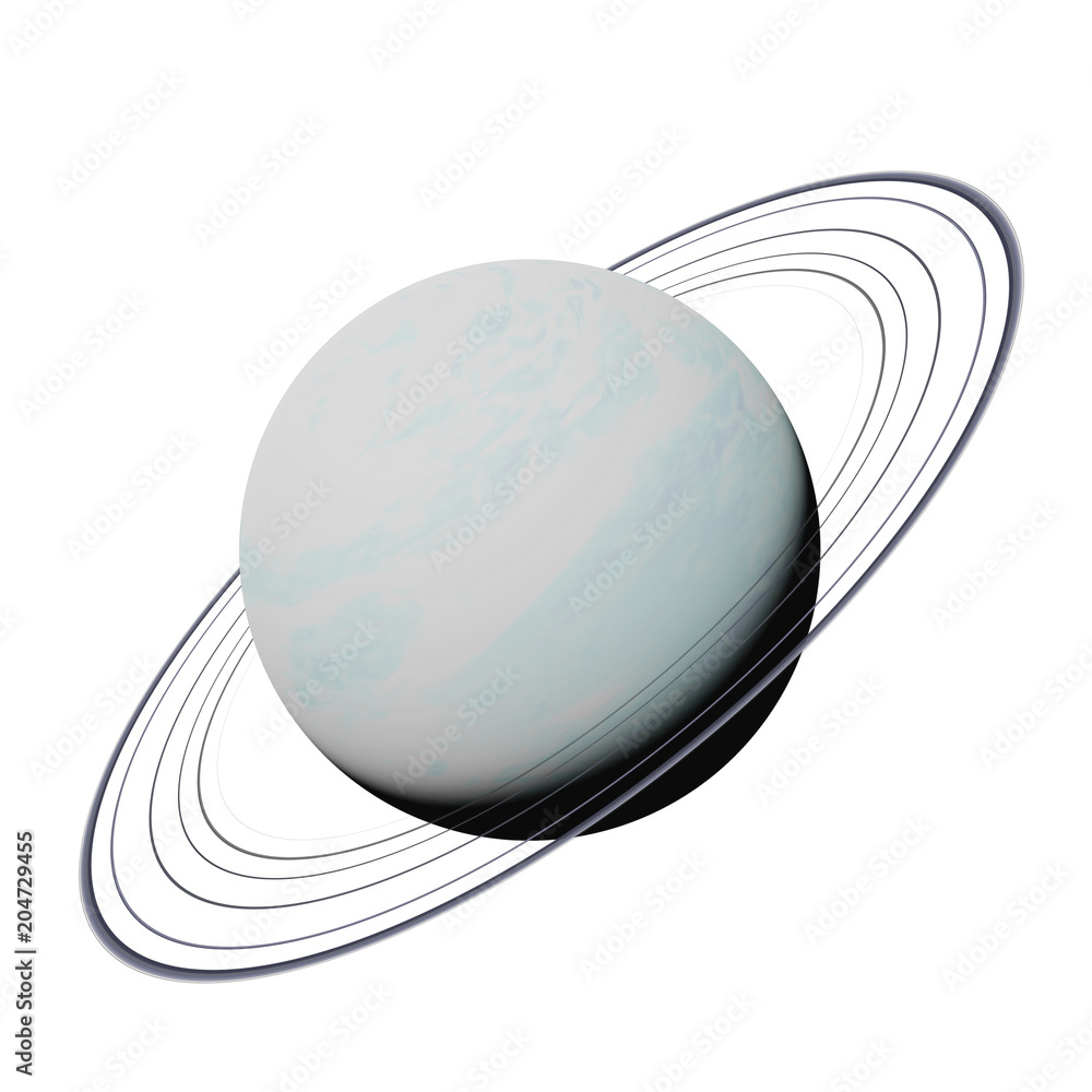 planet Uranus isolated on white background, part of the solar system ...