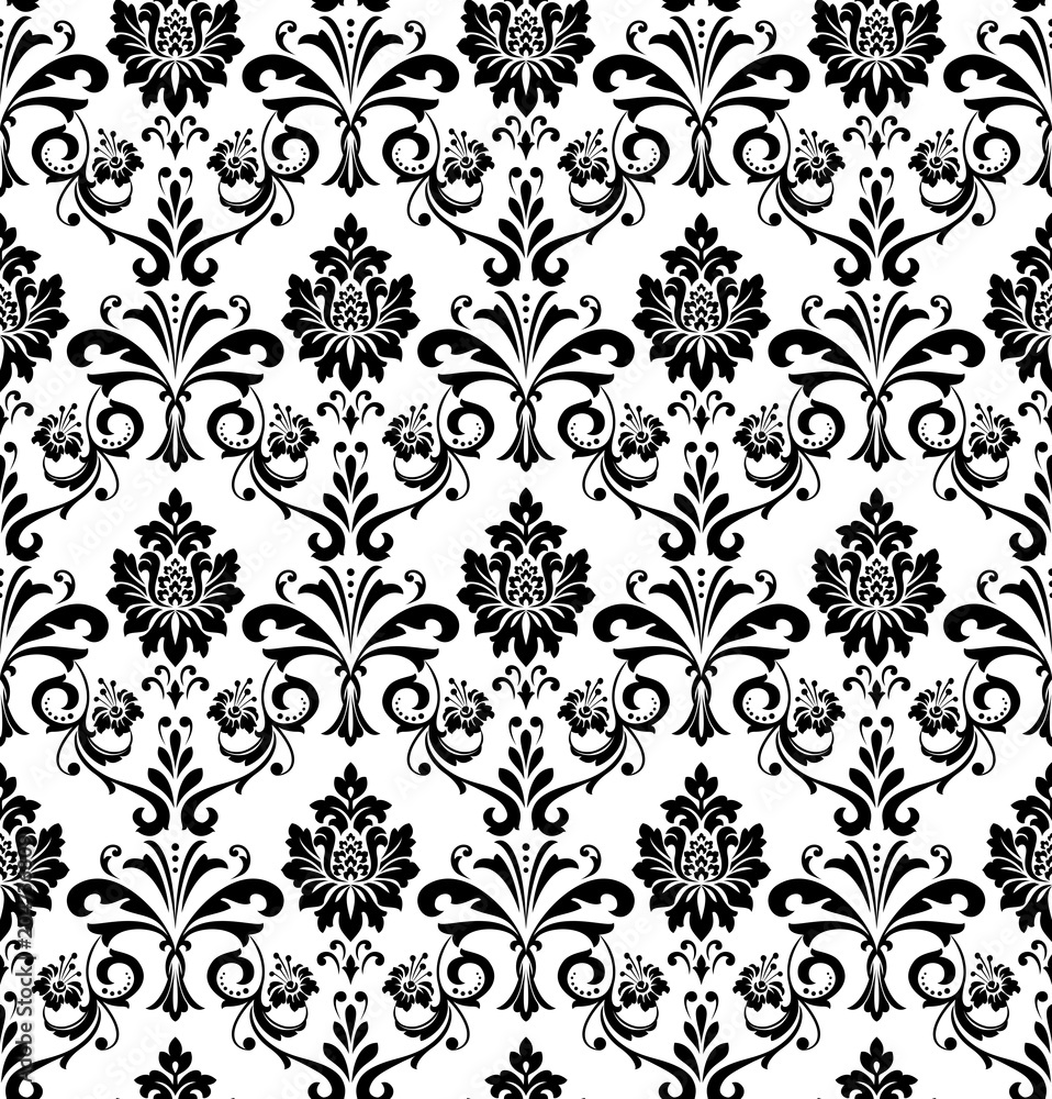 Wallpaper in the style of Baroque. A seamless vector background. White ...
