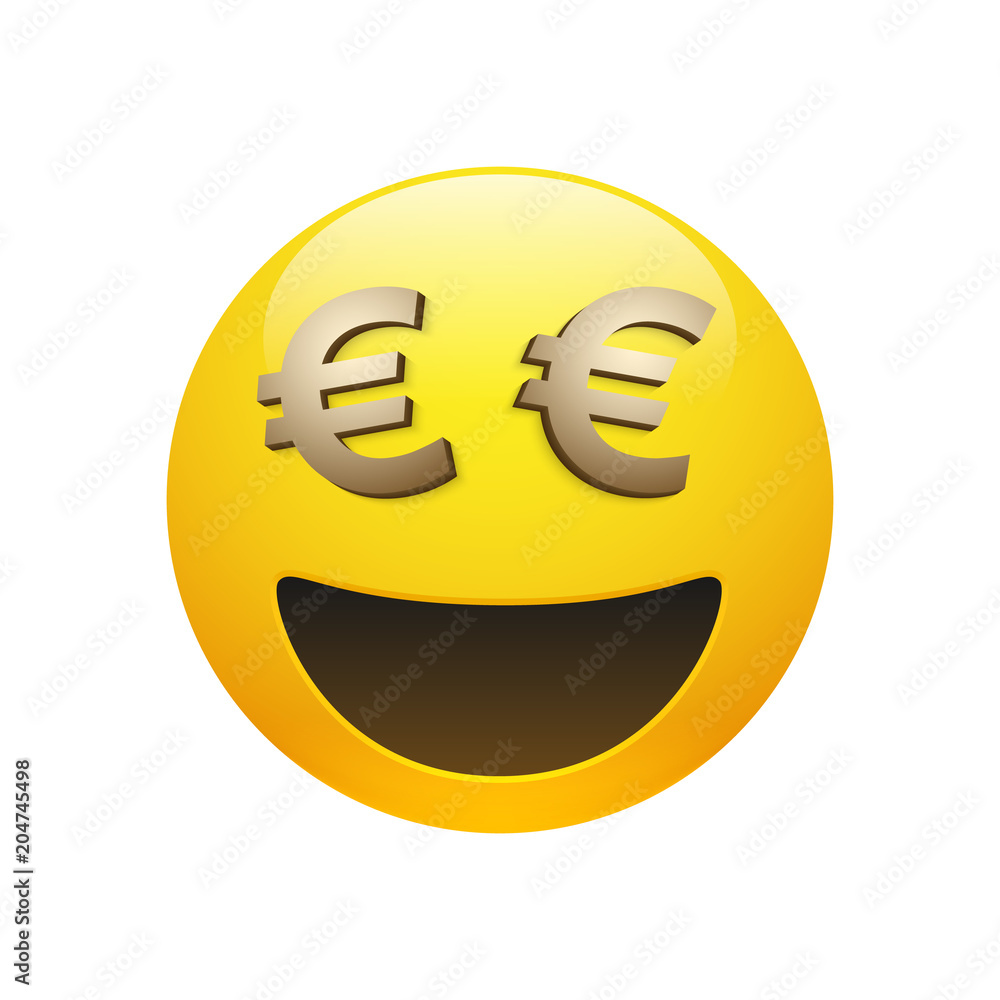 Vector emoticon with golden euro sign Stock Vector | Adobe Stock