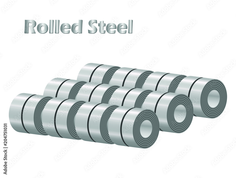 Isolated vector stocks of rolled steels in factory warehouse, metal ...