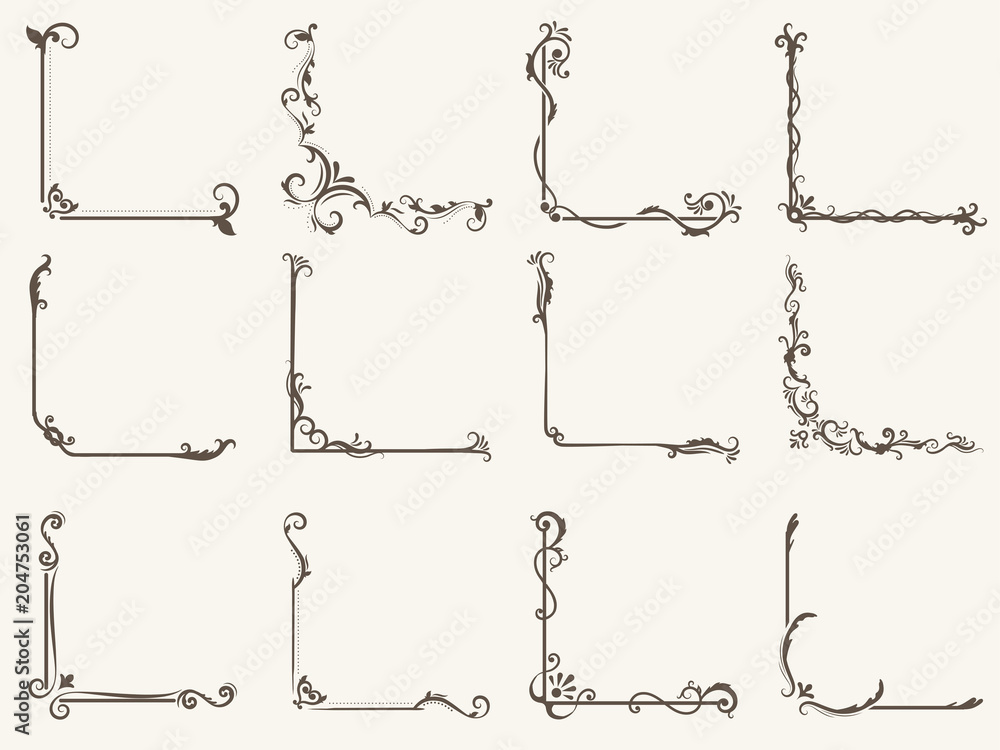 Vector illustration of decorative corner frame set Stock Vector | Adobe ...