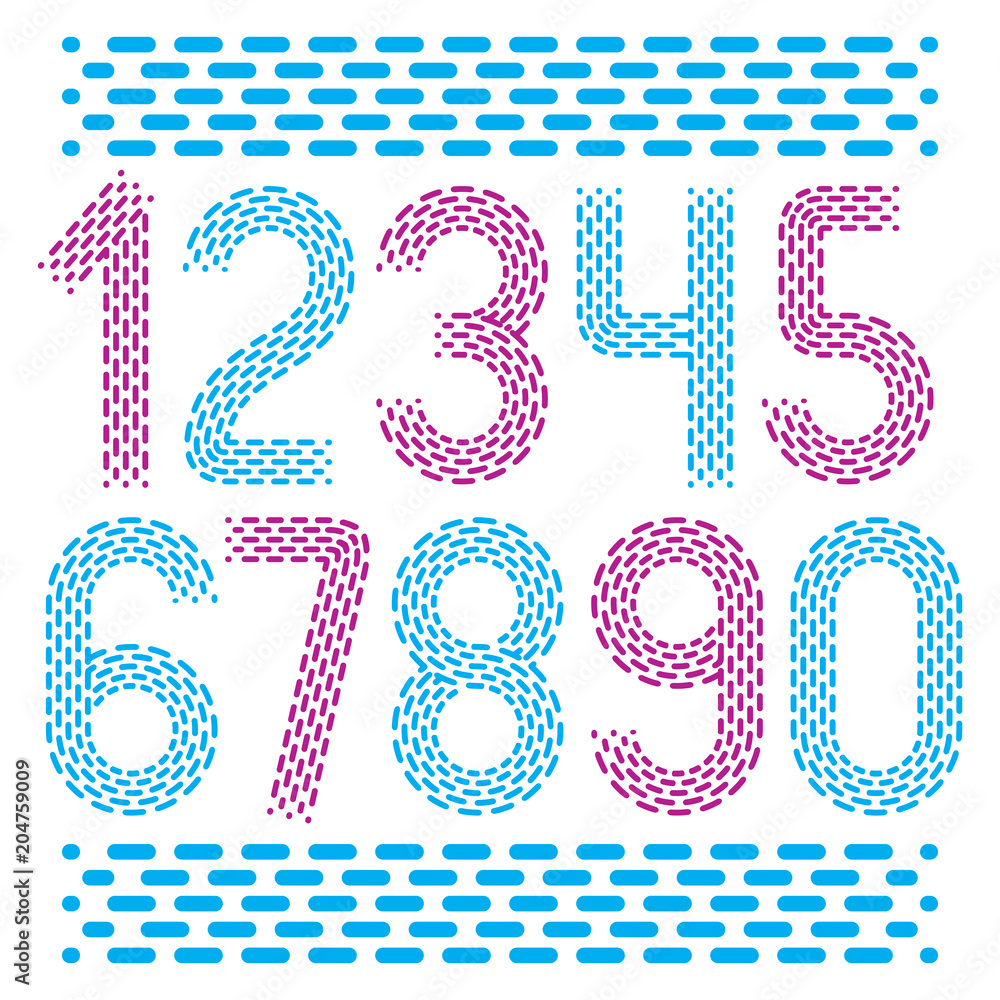 Vector numbers, modern numerals set. Rounded bold retro numeration from ...