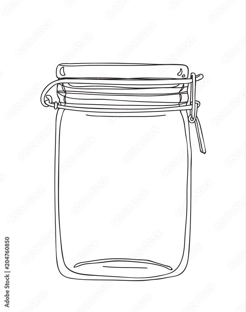 Jar line art hand drawn cute art vintage illustration Stock Vector ...