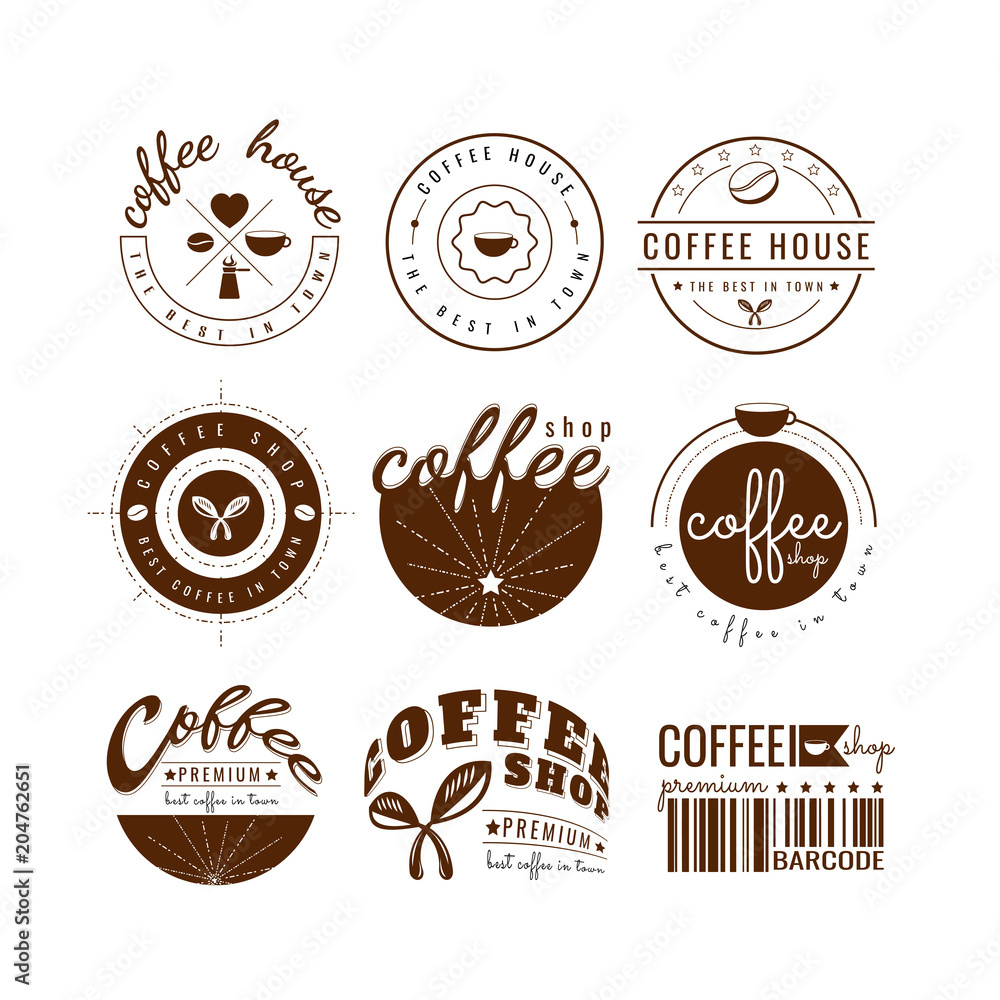 coffee logo brown Design Collection. Freeform. symbol. Abstract. vector ...
